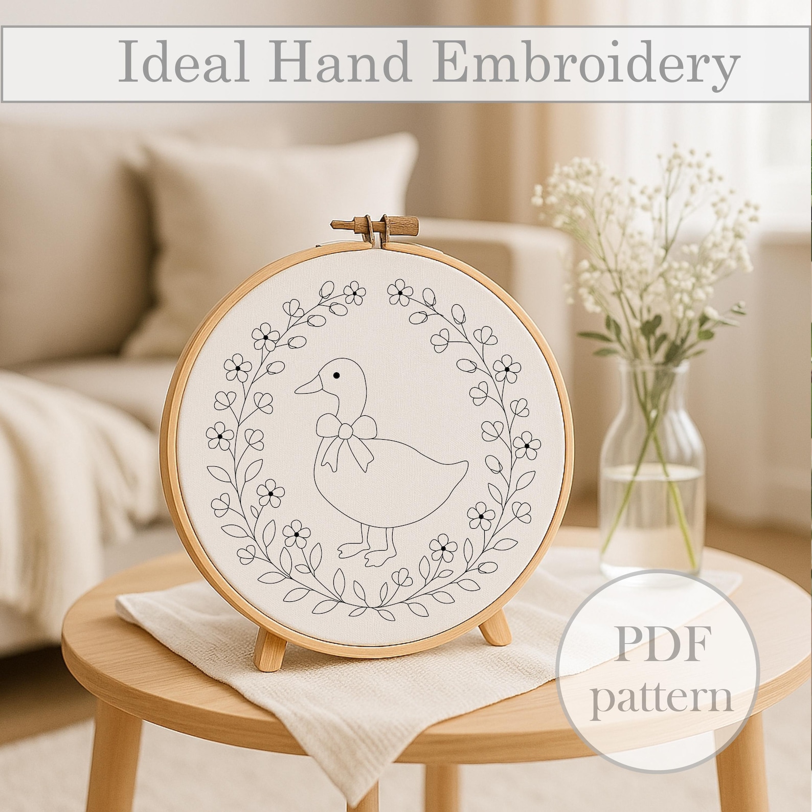 Country Duck Embroidery Pattern PDF – Cottagecore Farmhouse Decor ...