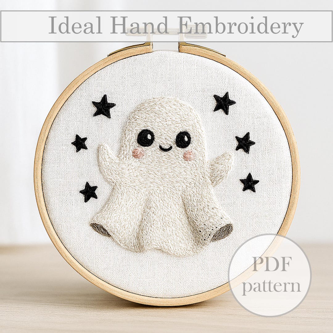 Halloween Ghost Embroidery Pattern PDF | Cute Hand Embroidery Design ...