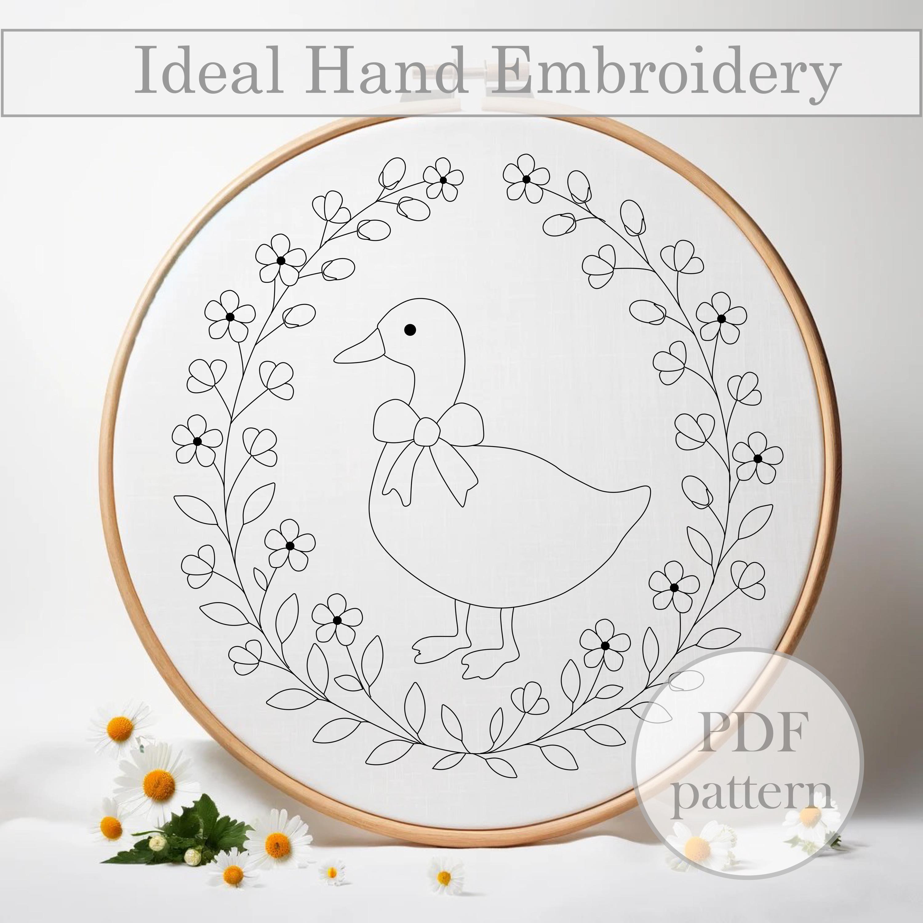 Country Duck Embroidery Pattern PDF – Cottagecore Farmhouse Decor ...