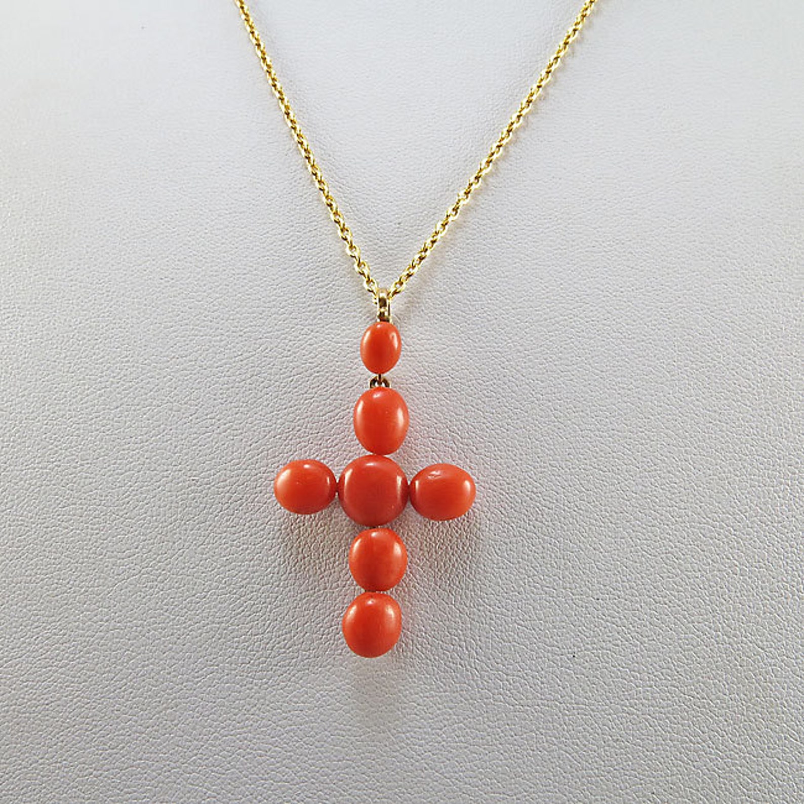 Antique Natural Coral Pendant Cross Mediterranean Coral Jewelry With 9k ...