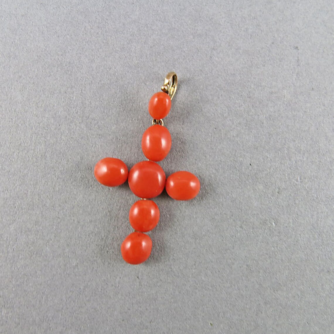 Antique Natural Coral Pendant Cross Mediterranean Coral Jewelry With 9k ...