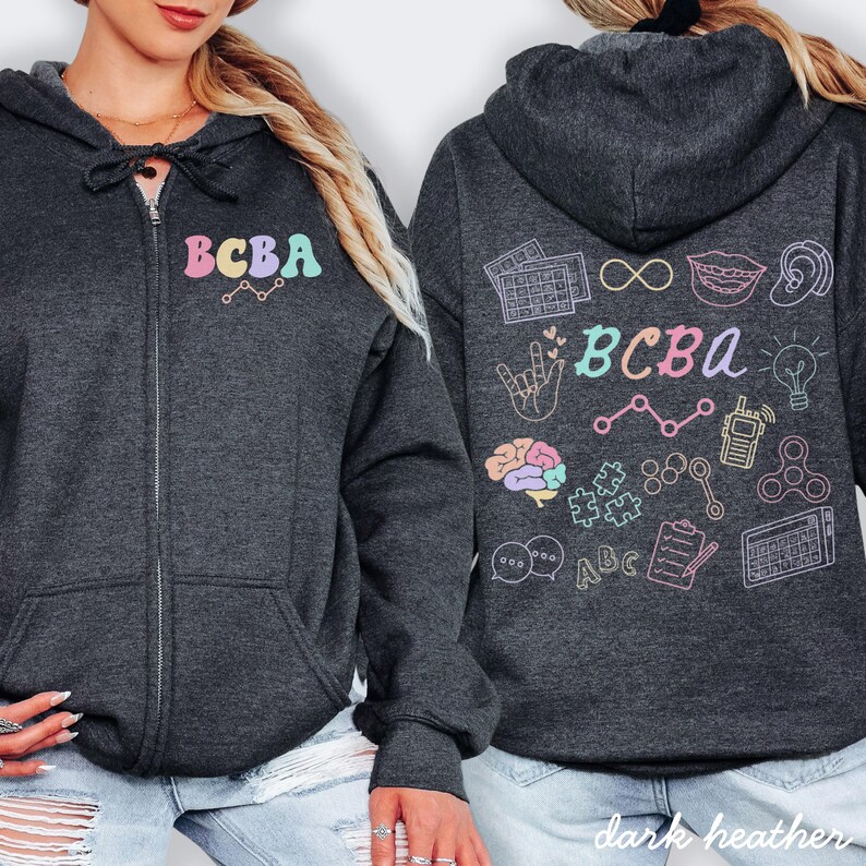 BCBA Full Zip Hooded Sweatshirt,behavior Analyst Sweatshirt,behavior ...