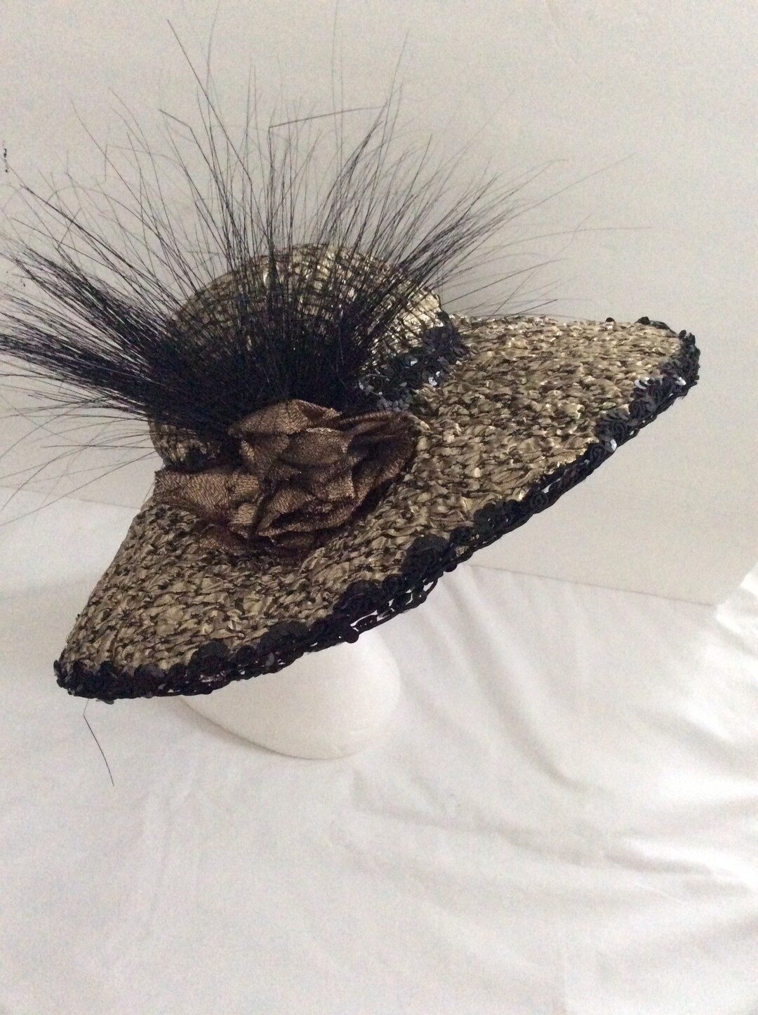 60s-70s Rare Michael Howard Black and Gold Hat - Etsy
