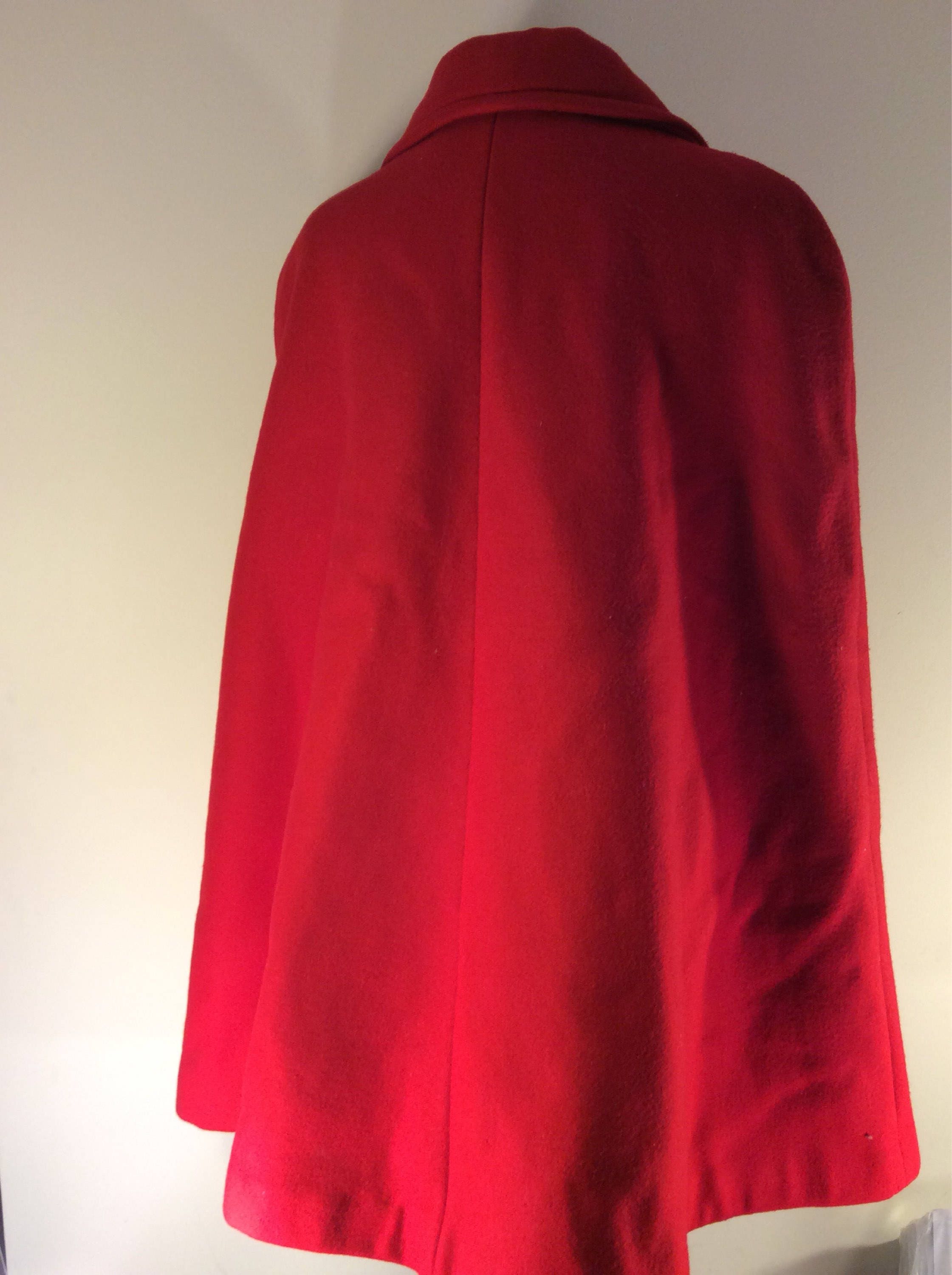 Vintage Red Wool Cape Size M - Etsy Singapore