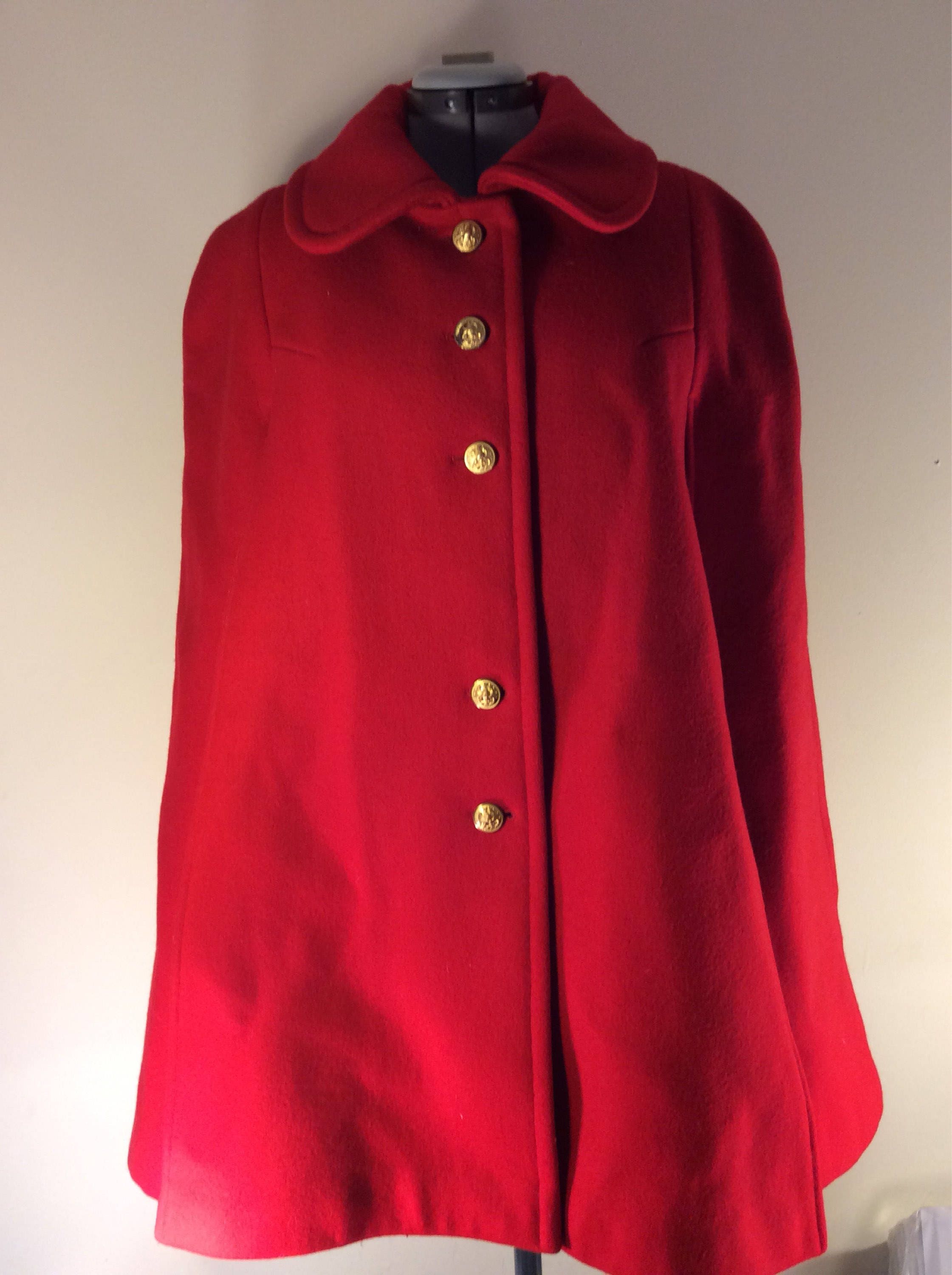 Vintage Red Wool Cape Size M - Etsy Singapore