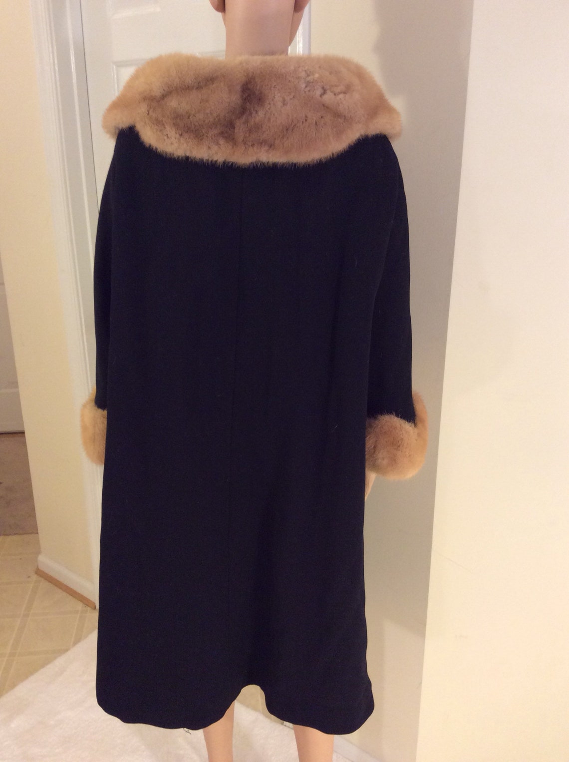 Vintage Franklin Simon Tweed Fur Collar Coat Medium - Etsy