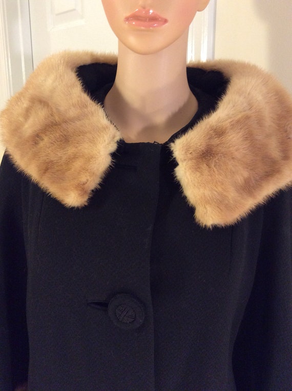 Vintage Franklin Simon tweed fur collar coat Medium - Gem