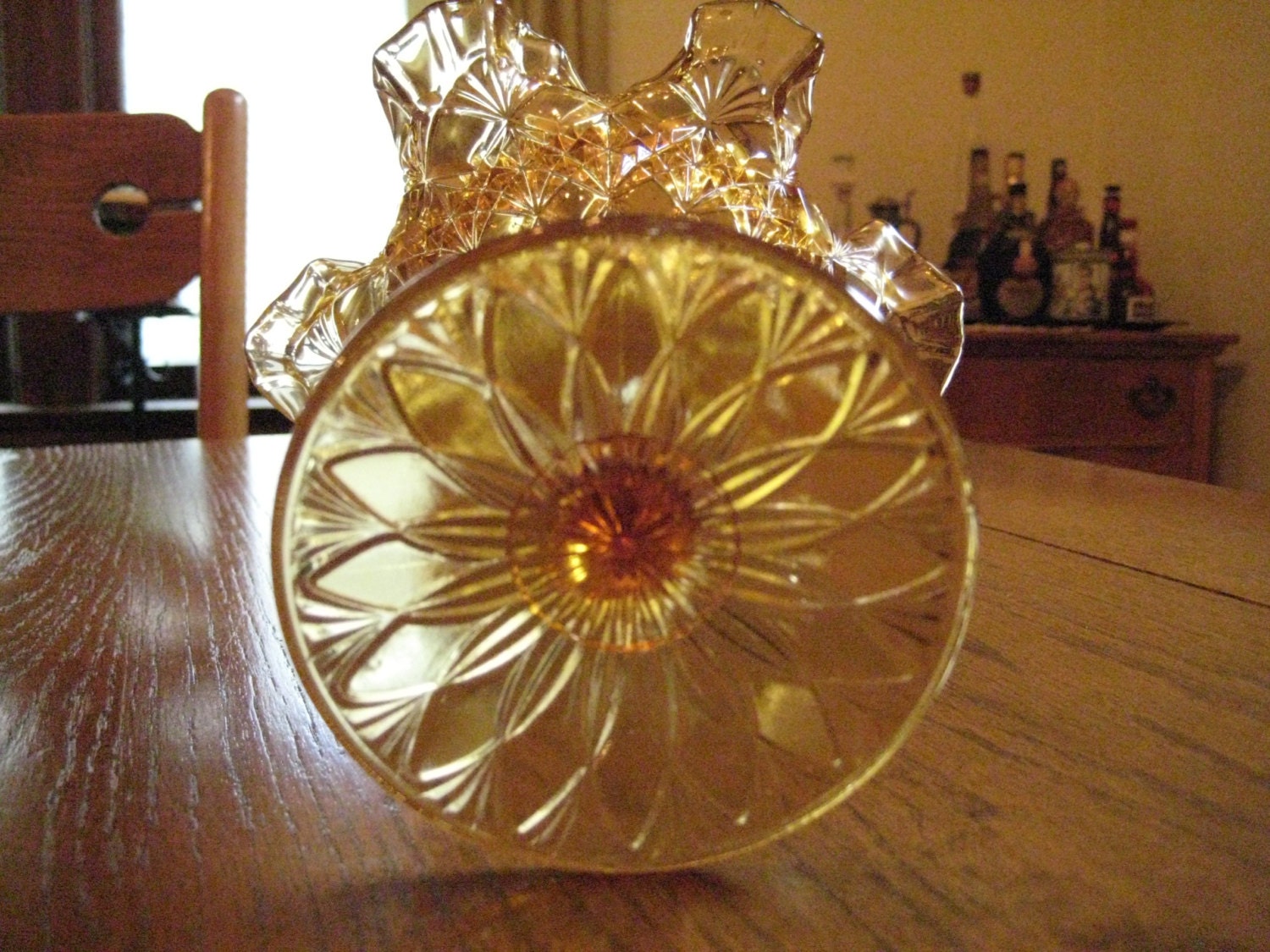 Vintage Brilliant Amber Glass Compote - Etsy