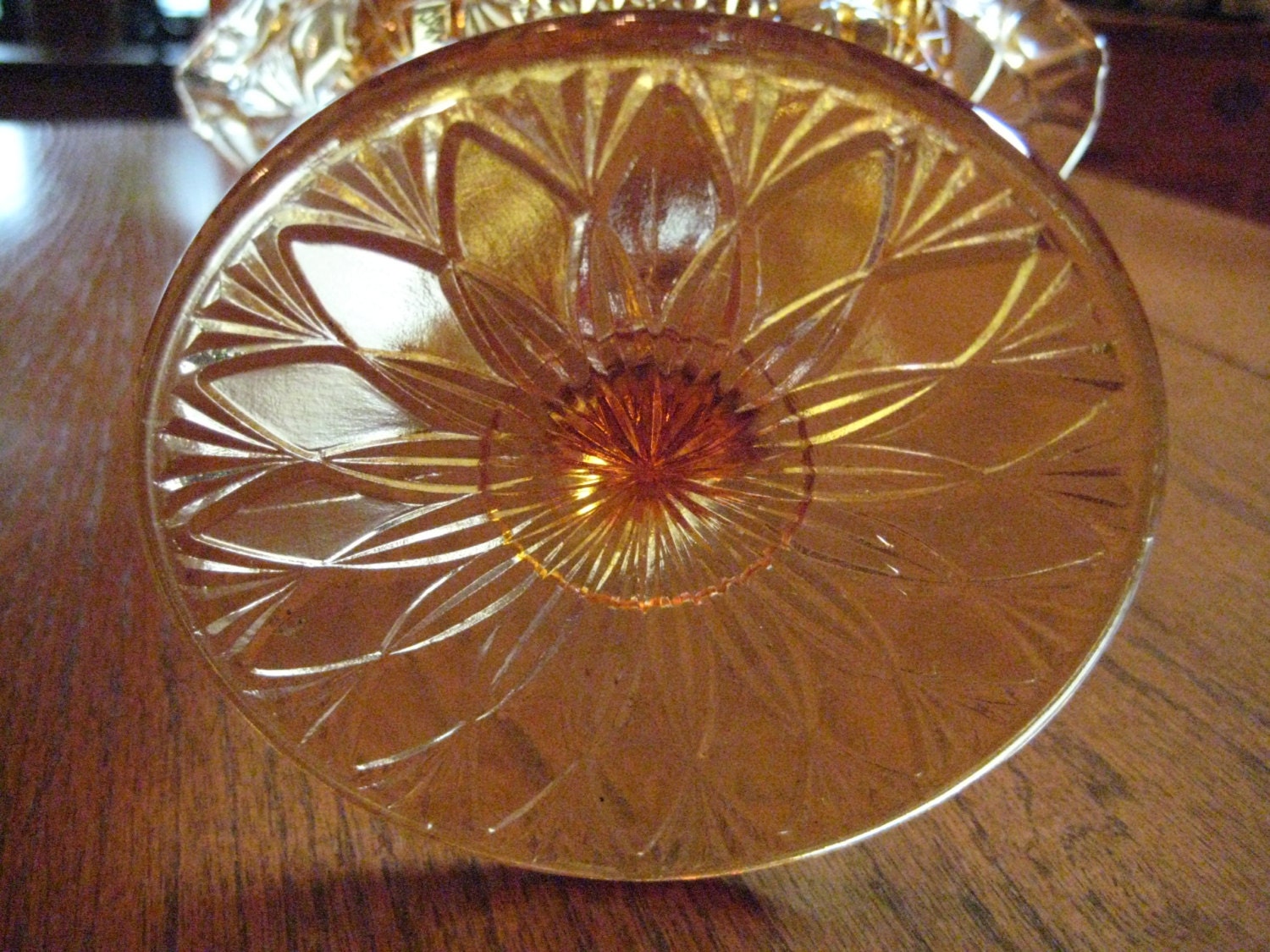 Vintage Brilliant Amber Glass Compote - Etsy