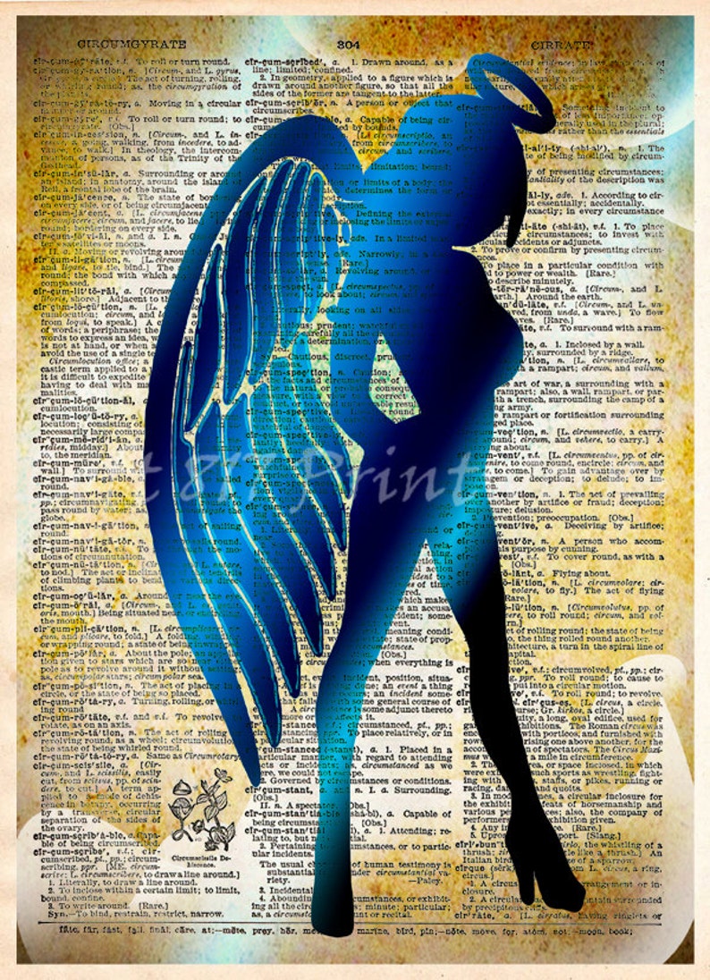 Sexy Angel Art Print Seraphim Wall Art Dictionary Page Art Etsy