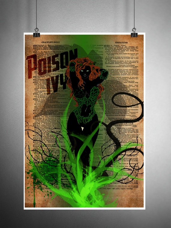 Poison Ivy Print Vintage Pop Art Retro Super Hero Art Etsy
