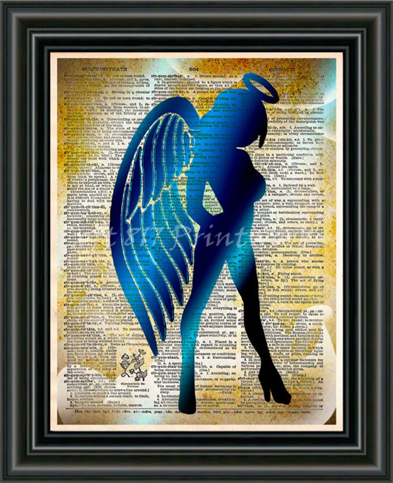 Sexy Angel Art Print Seraphim Wall Art Dictionary Page Art Etsy