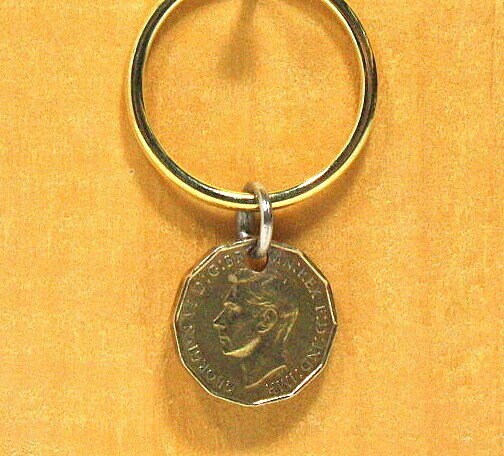 1938 British Three Pence Coin Key Ring Collectible Coin - Etsy