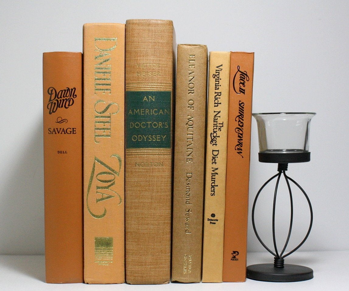 Vintage Books Tan Books Home Decor Bundle of 6 Hardcover - Etsy
