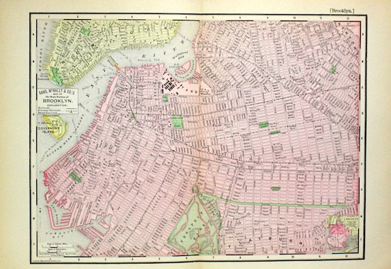 1900 Antique Map of Brooklyn New York Old Collectible U.S. | Etsy