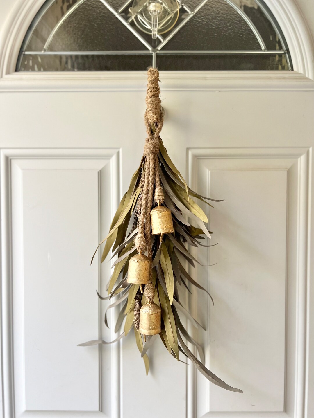 Christmas Swag Wreath Bells, Winter Swag for Front Door, Rustic Winter ...