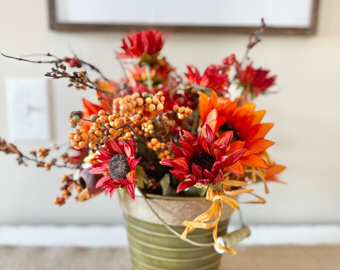Fall Centerpiece, Fall Floral Arrangement, Housewarming Gift, Sunflower ...