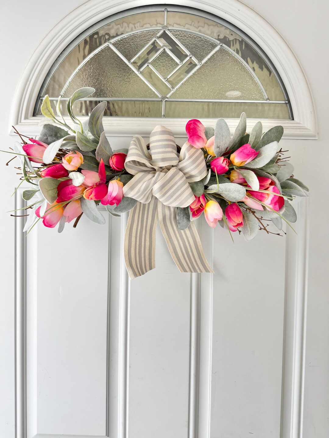 Tulip Wreaths for Front Door, Spring Wreath Swag, Tulip Wreath Swags ...