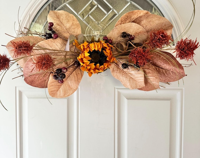 Fall Door Swag, Fall Center Piece, Sunflower Swag Wreath, Autumn Door ...