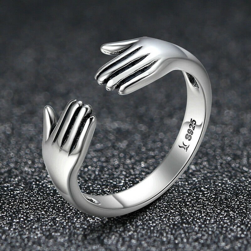 Adjustable Hug Ring 925 Sterling Silver - Send a Hug to Someone You ...
