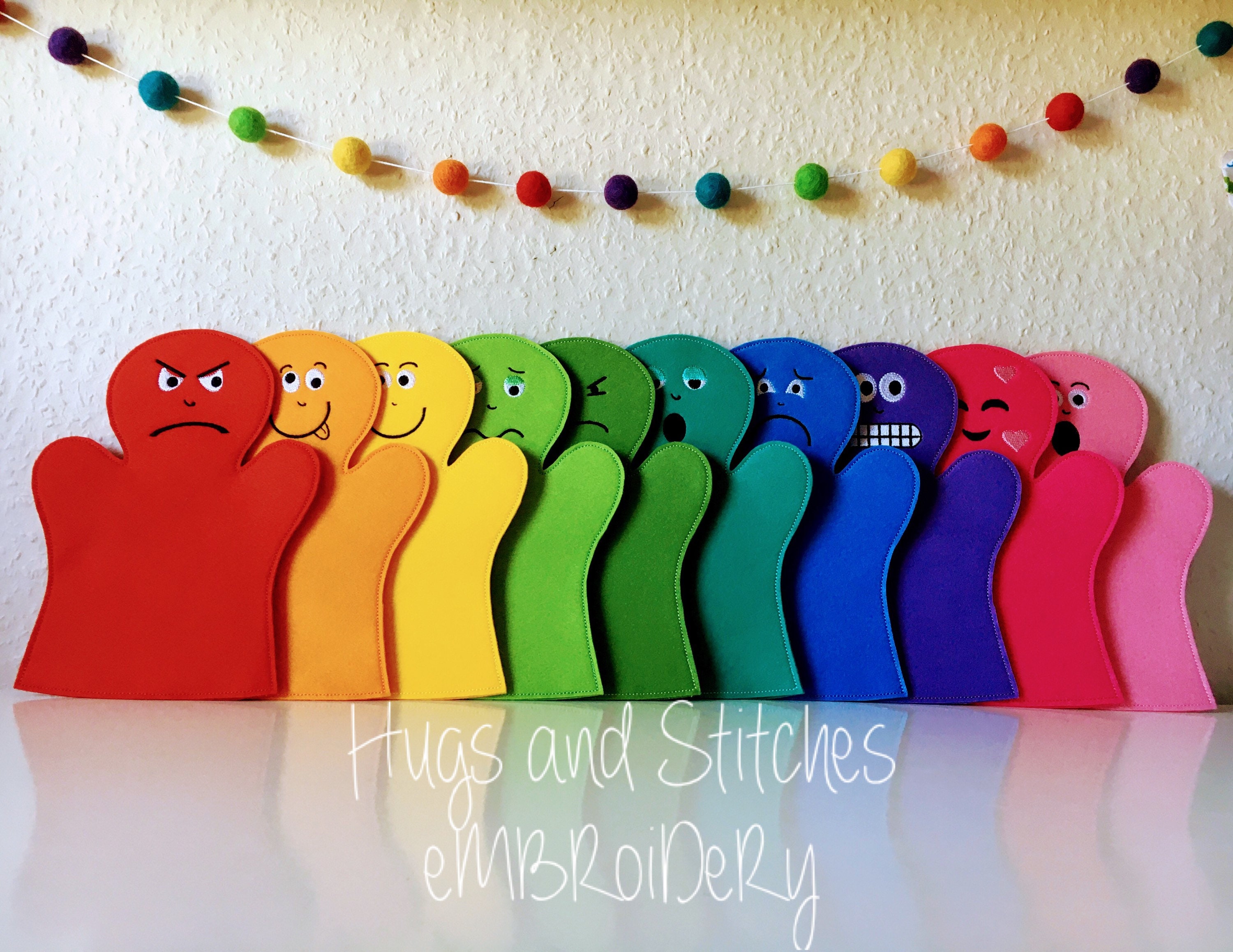11 Piece Emotions Finger Puppet Set and Felt Board Teaching - Etsy UK