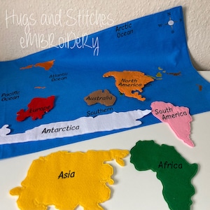 Montessori Style World Map With Loose Continents | Oceans and ...