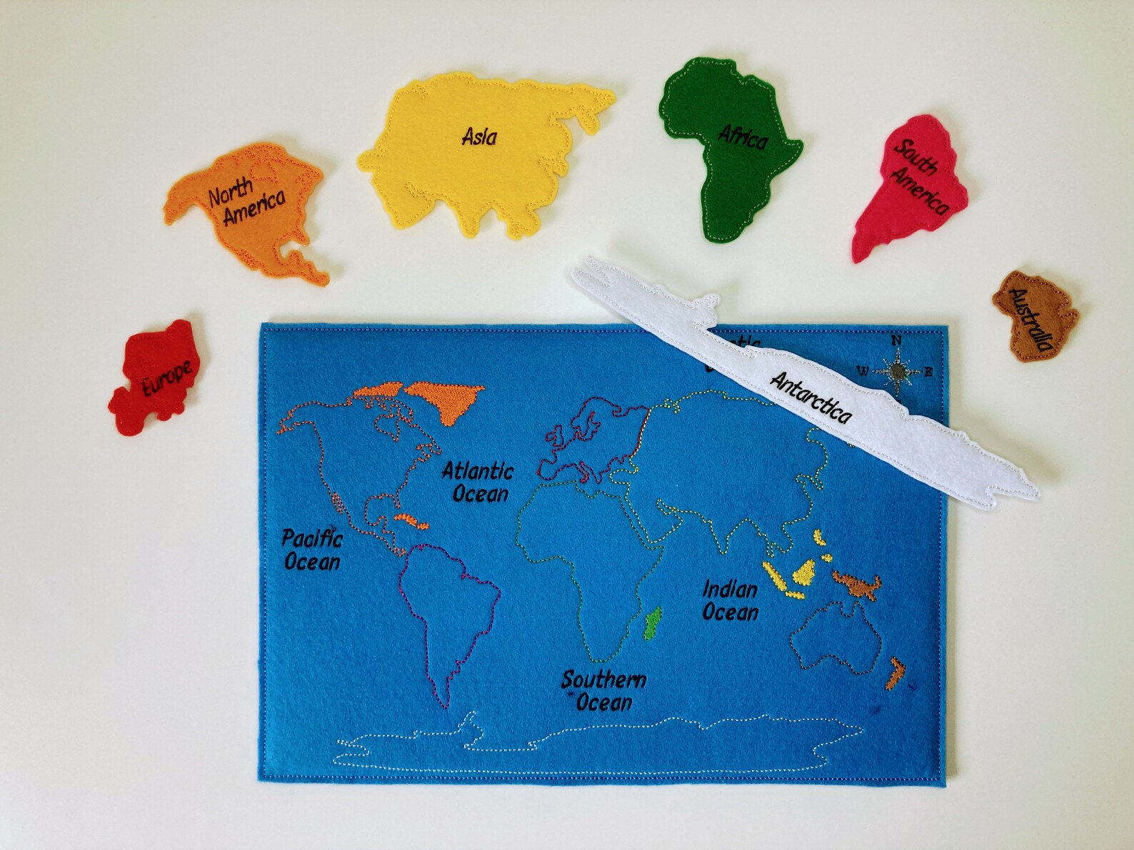 Montessori Style World Map With Loose Continents | Oceans and ...