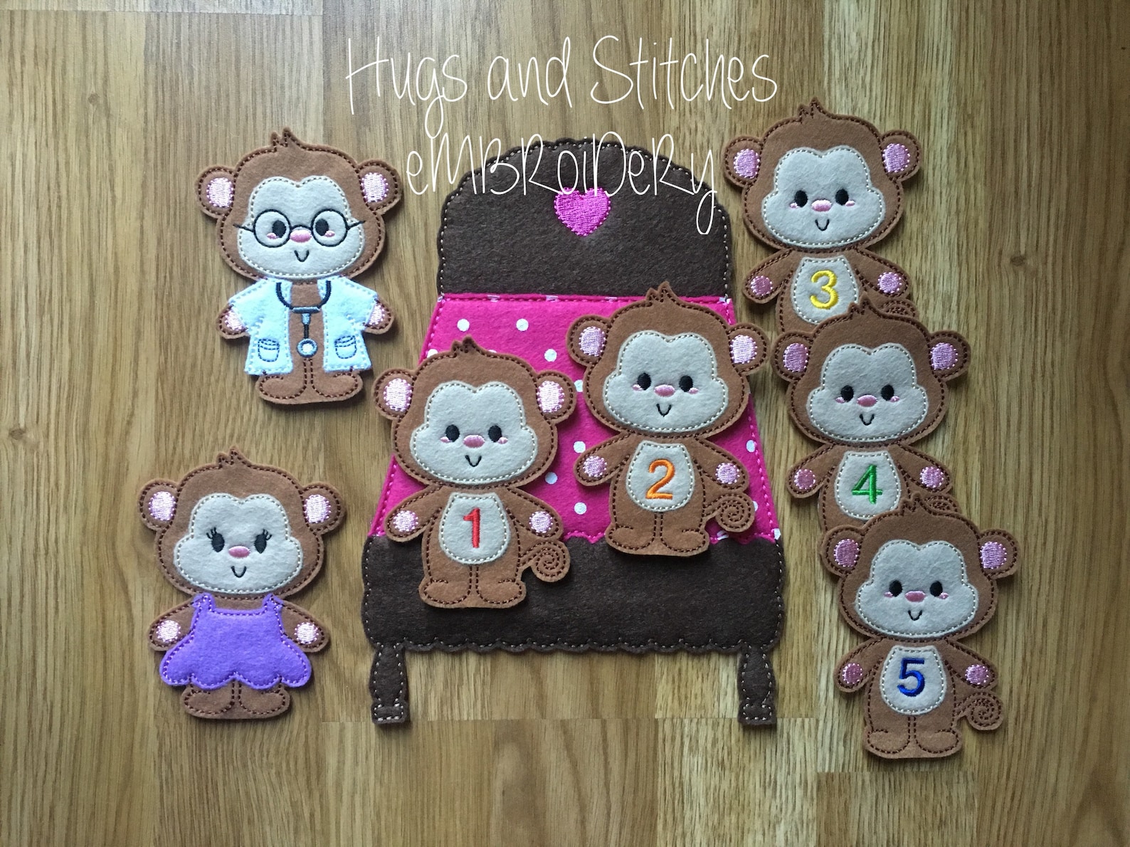 Five Little Monkeys Finger Puppet Set 10 Monkeys Jumping on the Bed ...