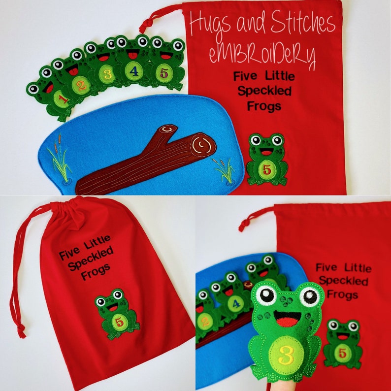 5 Little Speckled Frogs Nursery Rhyme Finger Puppet Set 6 | Etsy