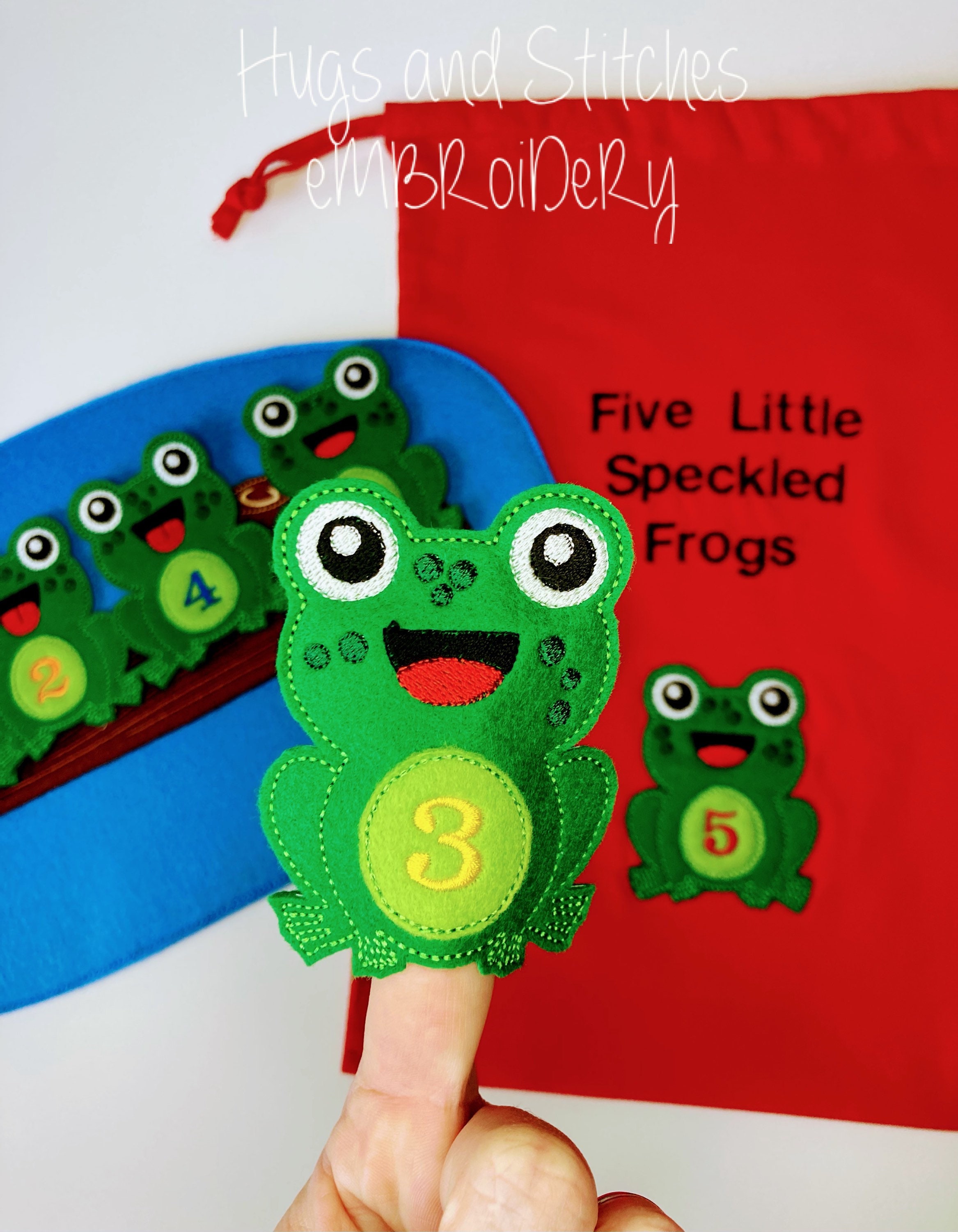 5 Little Speckled Frogs Nursery Rhyme Finger Puppet Set 6 - Etsy UK