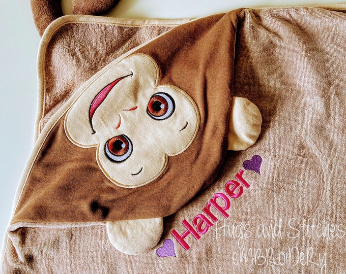 Personalised Monkey Hooded Towel - Etsy UK