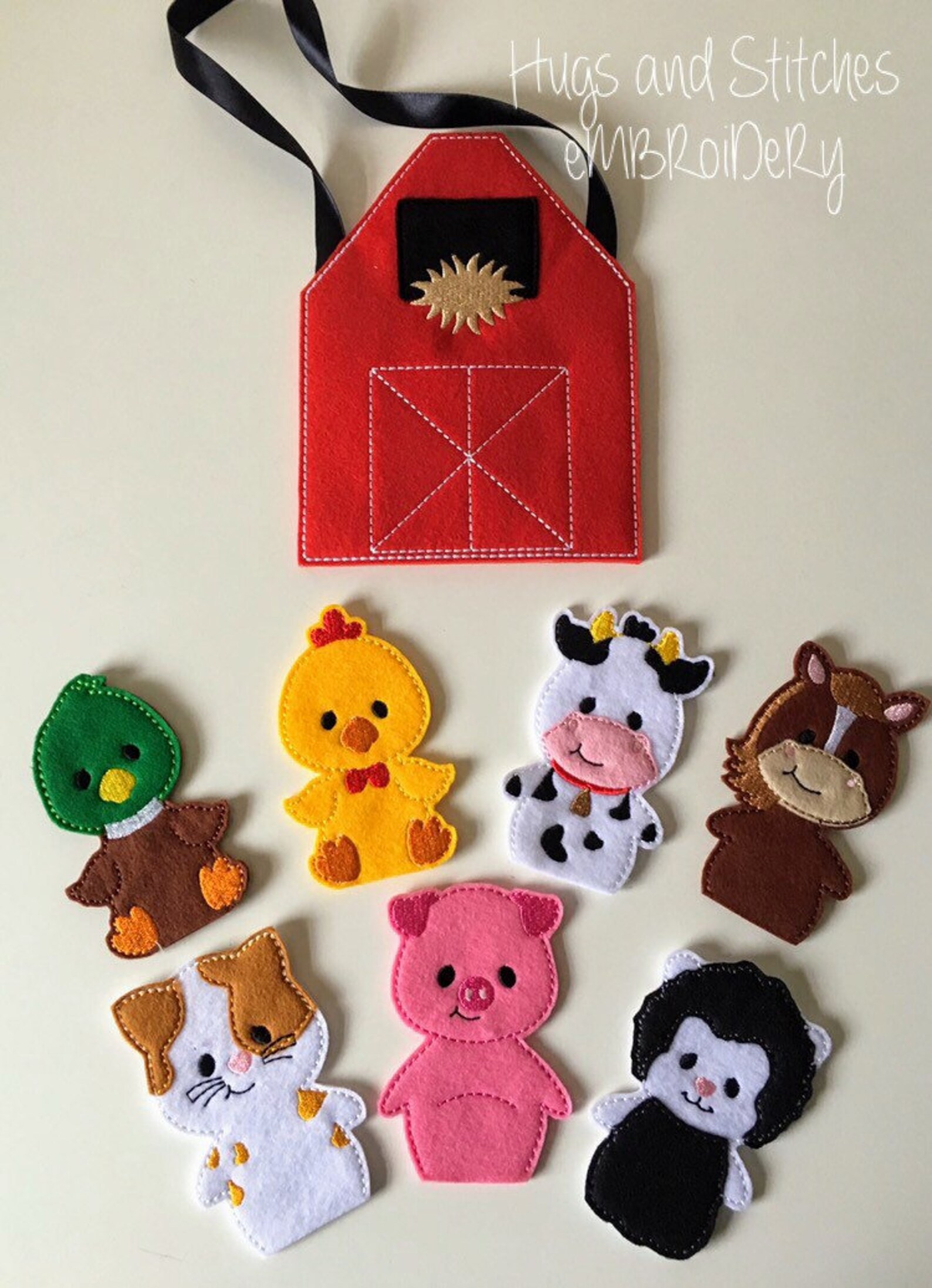 8 Piece Farm Animal Finger Puppets With Barnbag Busy Bag - Etsy