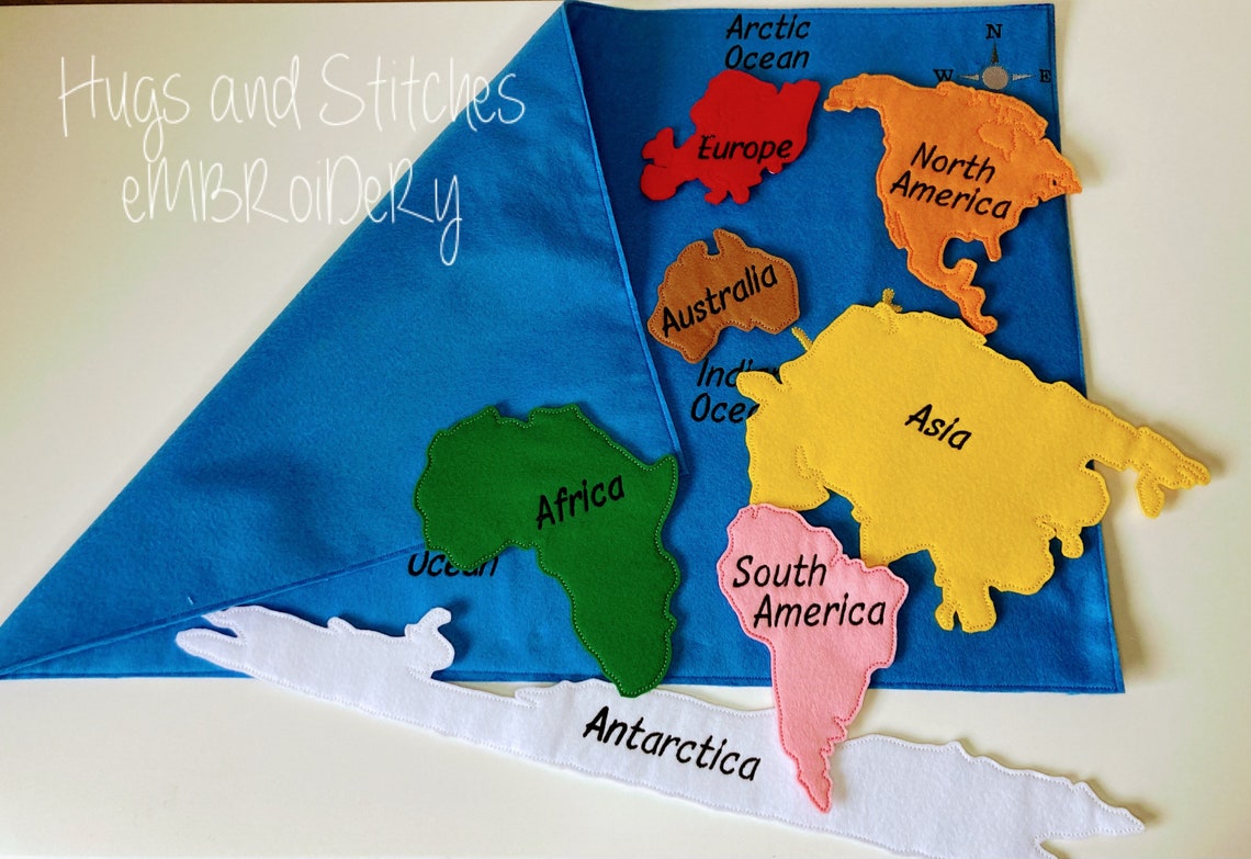 Montessori Style World Map With Loose Continents | Oceans and ...