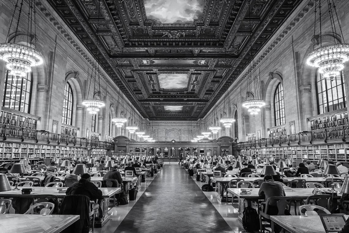 New York Public Library Wall Art PRINT New York City Gift Rose Main ...