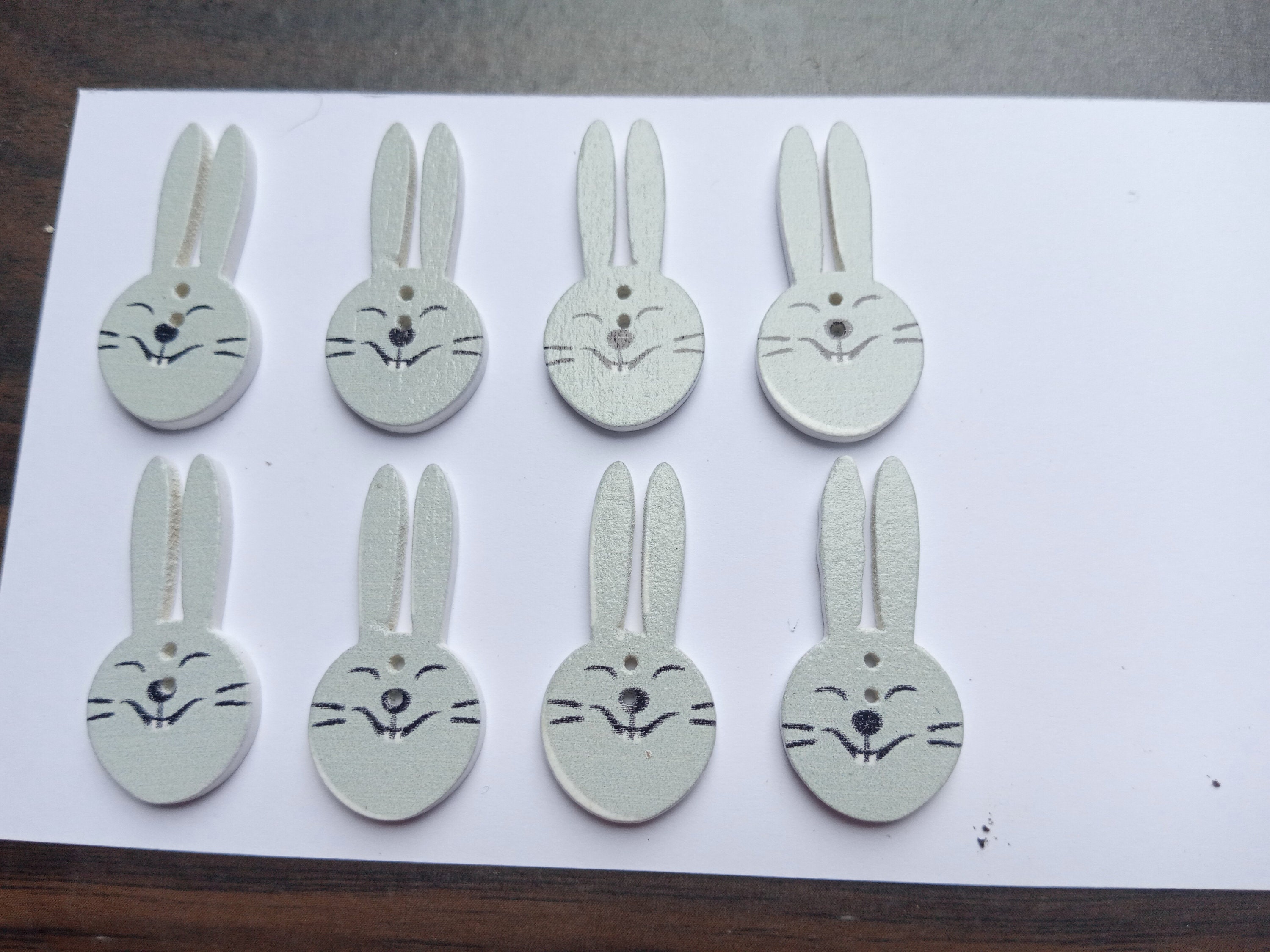RABBIT BUTTONS X 8 Wooden Painted - Etsy UK