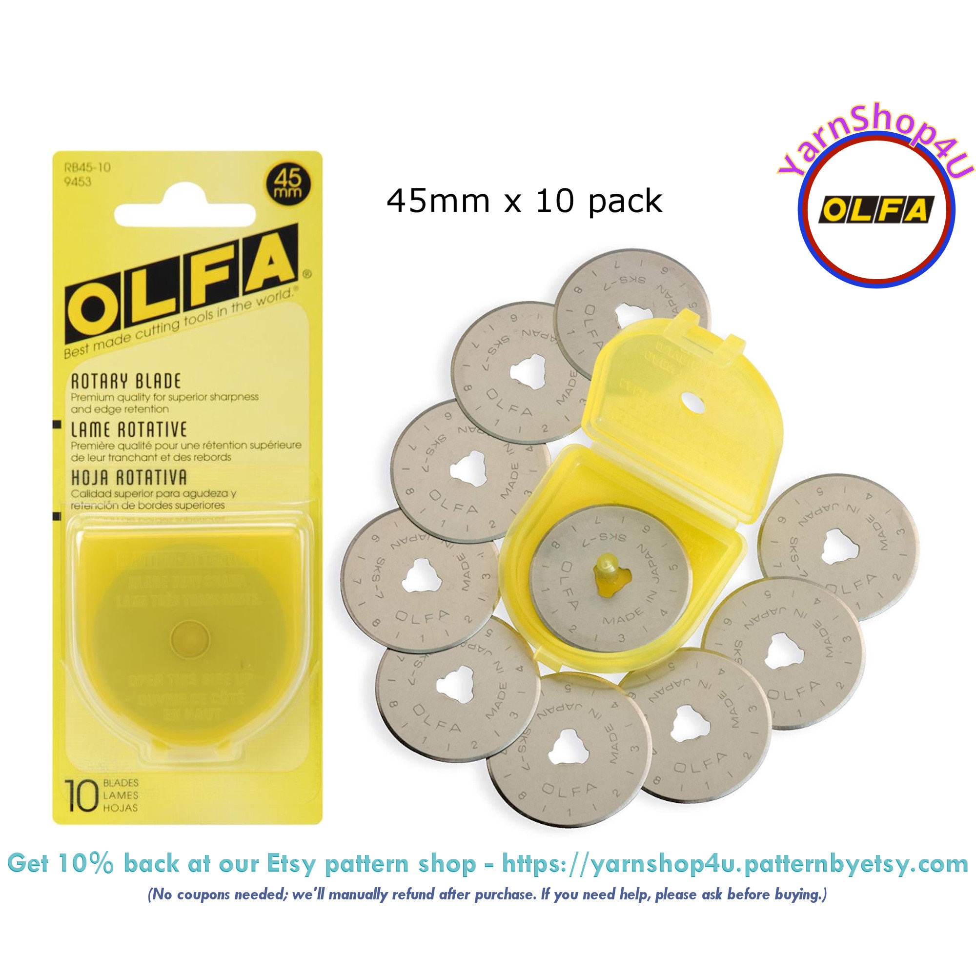 10 Pack 45mm OLFA® Rotary Blades. 10 Blades. Olfa® Brand - Etsy