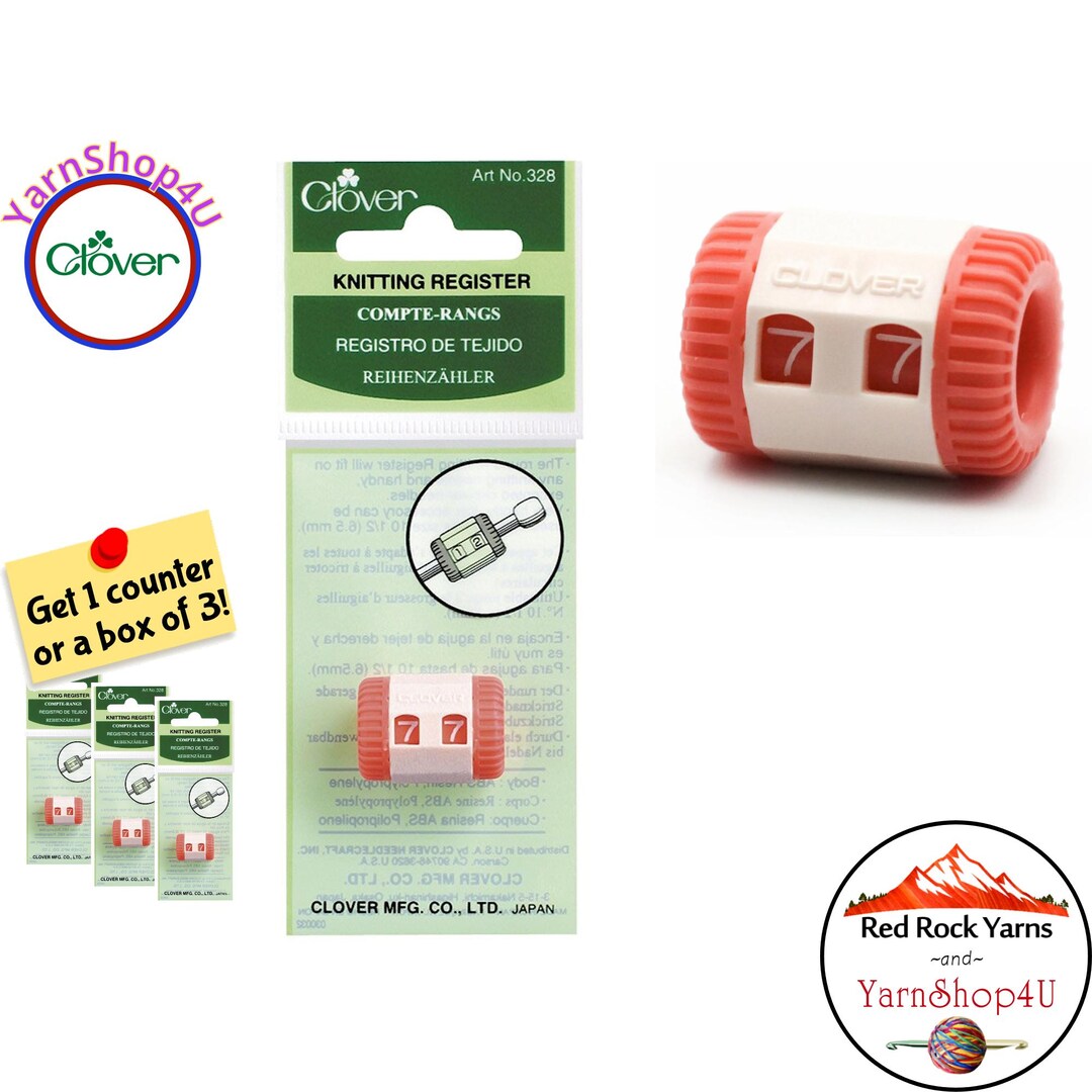 Clover Knitting Register. Manual Row Counter Slips on Needle or Hook ...