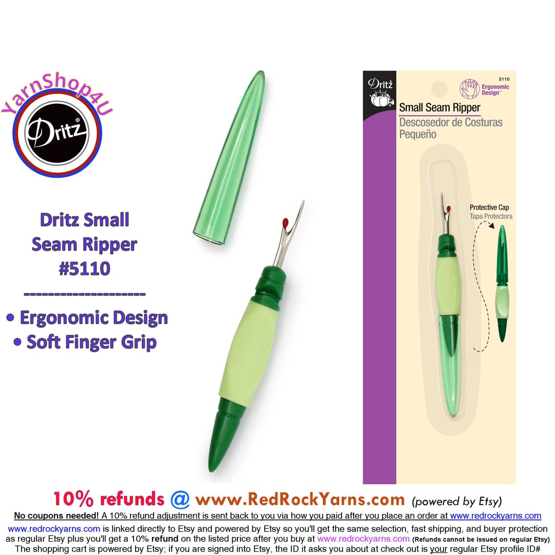 Dritz Small Seam Ripper. Ergonomic Design With Soft Finger Grip. 4 ...
