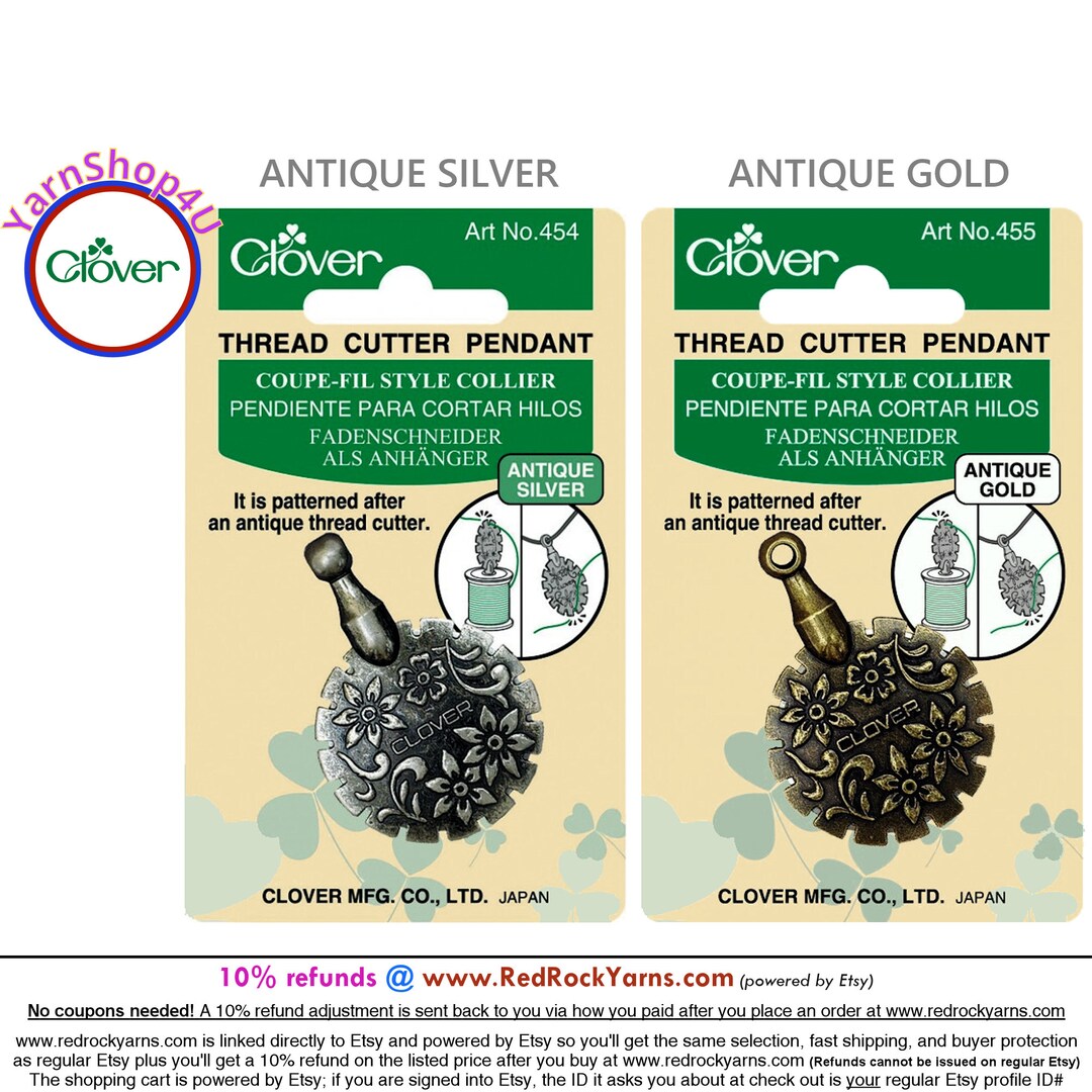 Clover Thread Cutter Pendant in Antique Silver or Antique Gold. Make a ...