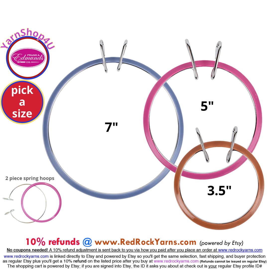 3.5", 5", or 7" Tension Spring Hoops. for Embroidery, Cross Stitch ...