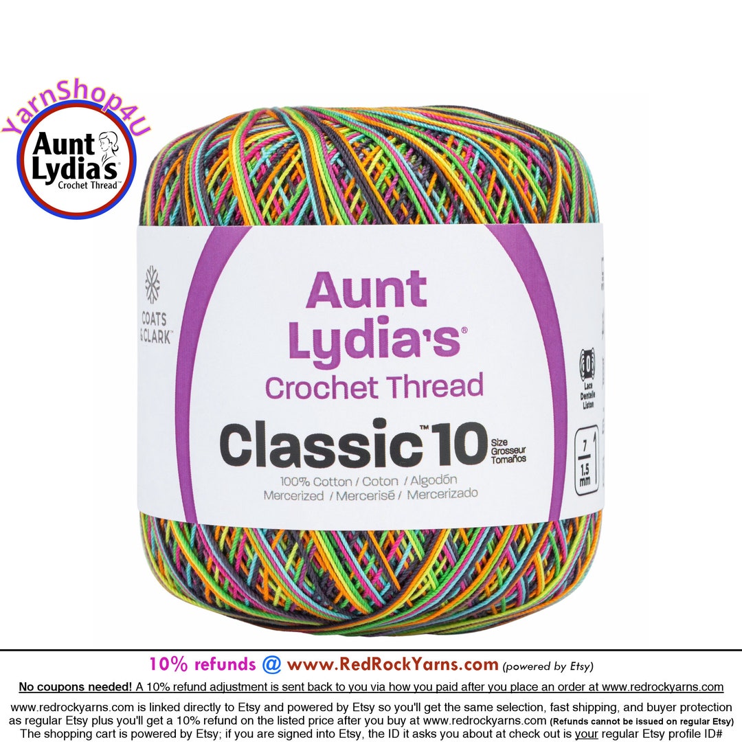 BLACKLIGHT Aunt Lydia's Classic 10 Crochet Thread. 300yds. Item 154 ...