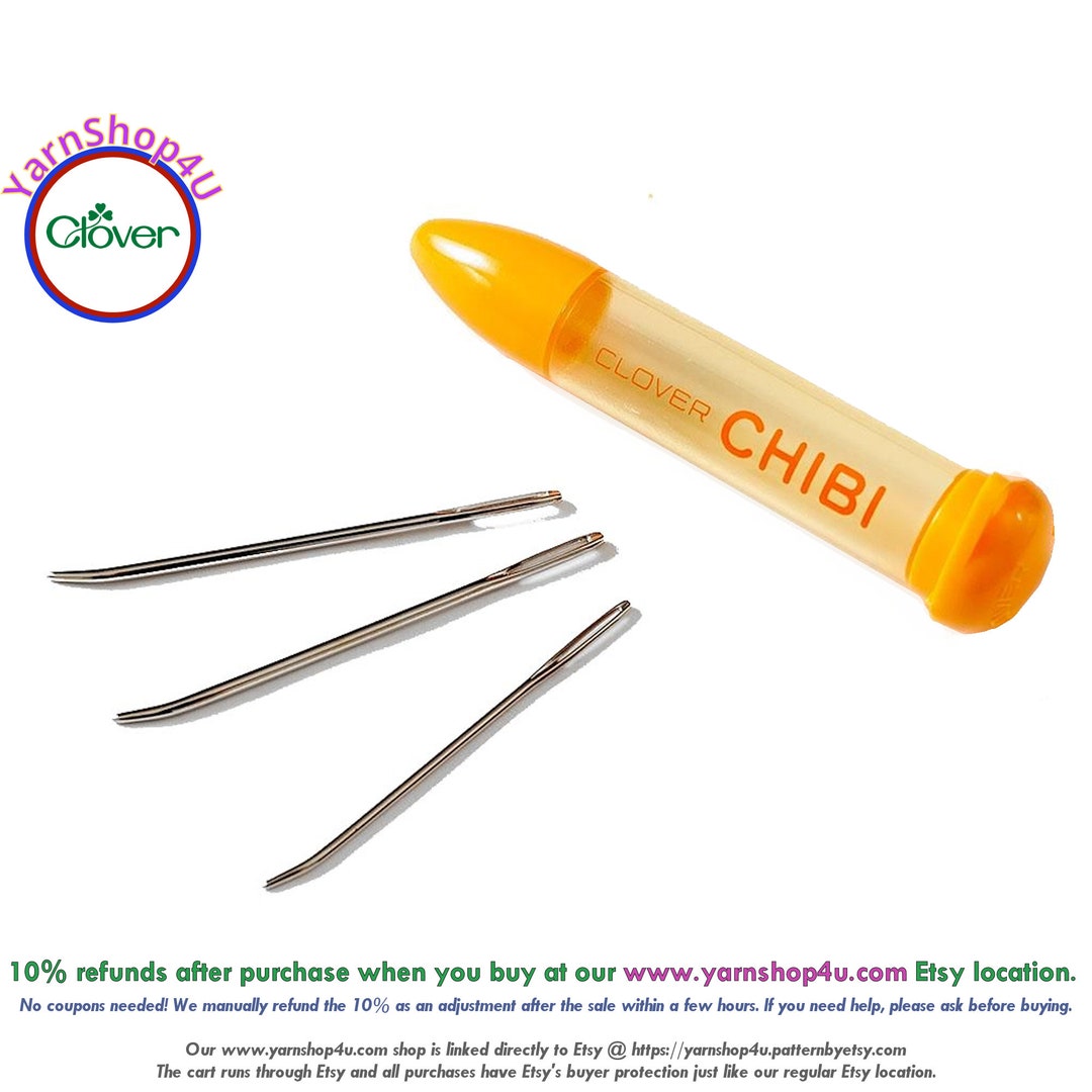 Darning Needle Set bent Tip by Clover With Screw Top Case. - Etsy