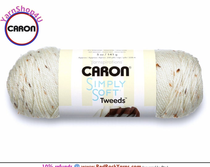 OFF WHITE TWEED Caron Simply Soft Tweeds 5oz / 240yds 141g / 219m 97% ...