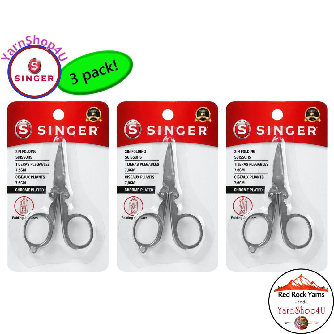 3 Pack SINGER FOLDING SCISSORS. Chrome-plated Steel Scissors. Compact ...