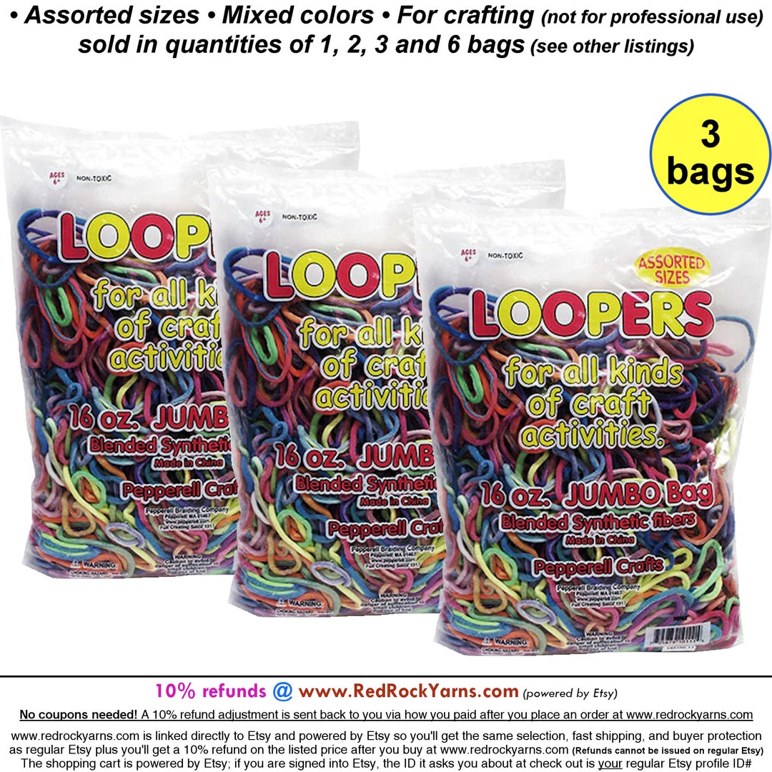 3 Bags! LOOPERS in ASSORTED Sizes & Colors. for Crafts Not Intended for ...