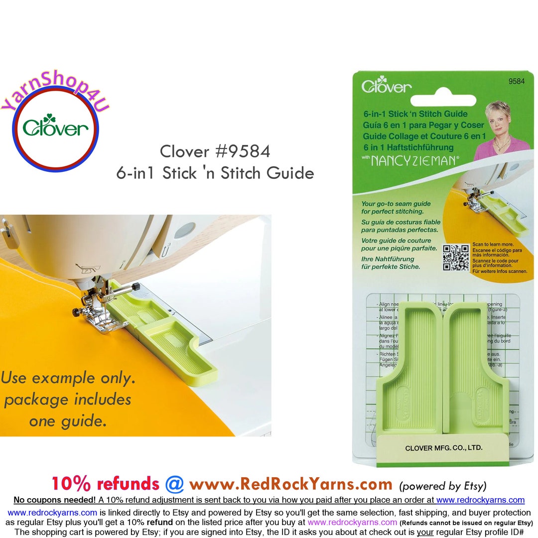 Clover Seam Guide 6-in-1 Stick 'n Stitch Guide is Ideal for Straight ...