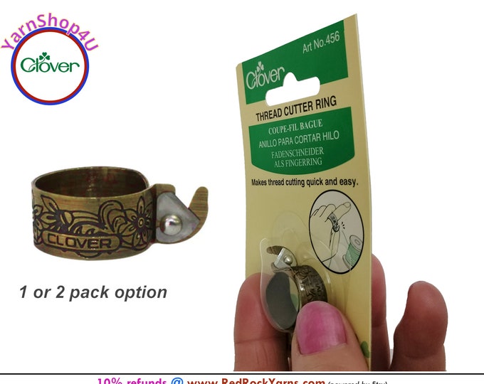 Clover Thread Cutter Ring. Brass Ring With Stainless Steel Cutter. Art ...