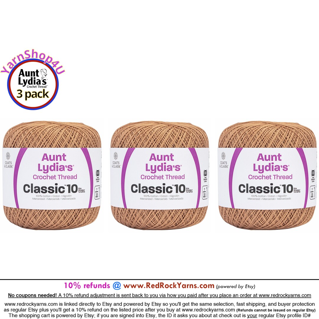 COPPER MIST 3 Pack! Aunt Lydia's Classic 10 Crochet Thread. 350yds ...