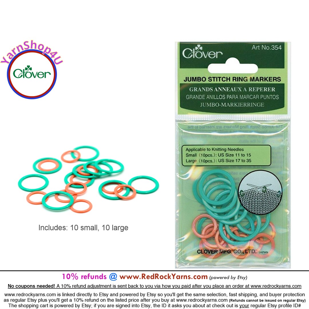 Stitch Ring Markers 10 Small and 10 Large in a Vinyl Pouch. Closed Ring. Clover SKU 354 - Etsy