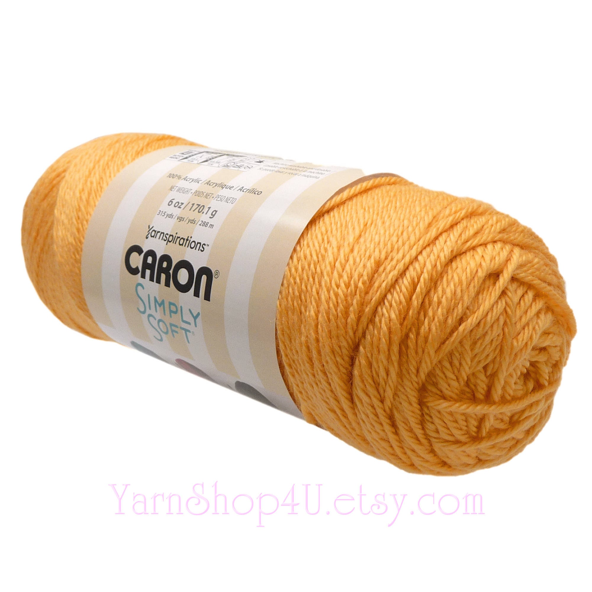 SUNSHINE Caron Simply Soft 6oz / 315yds 170g / 288m No Dye - Etsy